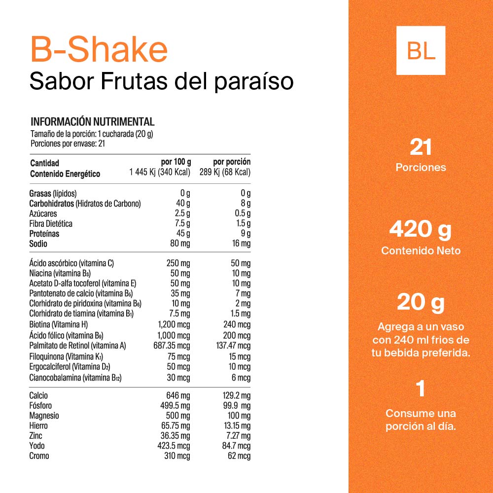 b shake frutas del paraiso mezcla de 3 proteínas soya chícharo y suero ...